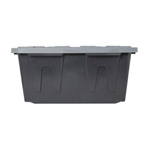 CX BLACK & YELLOW®, 27-Gallon Heavy Duty Tough Storage Container & Snap-Tight Lid, Black and Grey, (14.3”H x 20.6”W x 30.6”D), Weather-Resistant Design and Stackable Organization Tote [4 Pack]