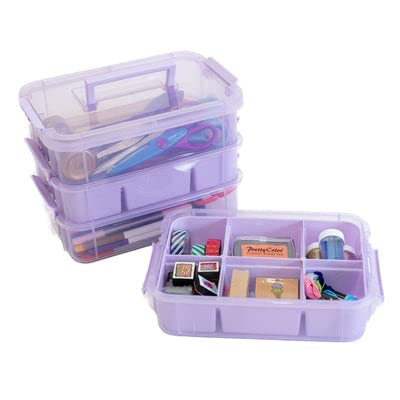 Everything Mary Plastic Craft Storage Organizer Box, Purple - Container for Beads & Supplies - Organizers for Craft, Art, & Painting - Plastic Container Case for Organization