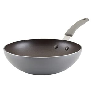 rachael ray cook + create nonstick stir fry pan/wok, 10.5 inch, gray