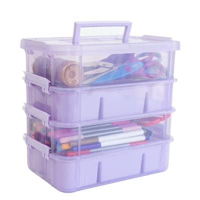 Everything Mary Plastic Craft Storage Organizer Box, Purple - Container for Beads & Supplies - Organizers for Craft, Art, & Painting - Plastic Container Case for Organization