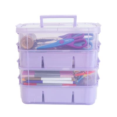 Everything Mary Plastic Craft Storage Organizer Box, Purple - Container for Beads & Supplies - Organizers for Craft, Art, & Painting - Plastic Container Case for Organization