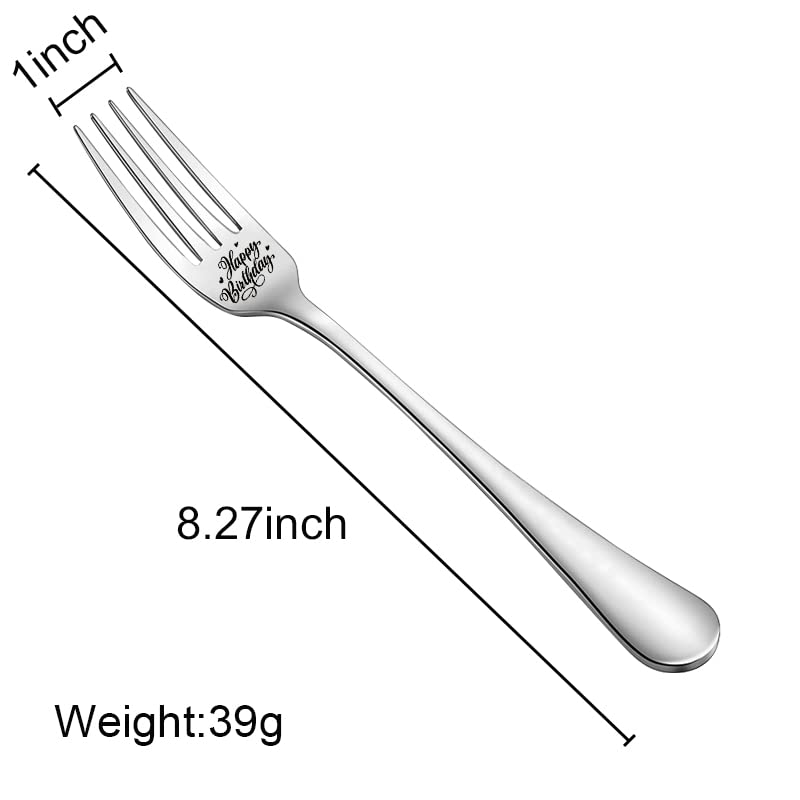 Happy Birthday Fork Gifts for Women Men Birthday Gifts for Friend Sister Brother Daughter Son Engraved Forks Salad Dessert Lover Gift for Him Her