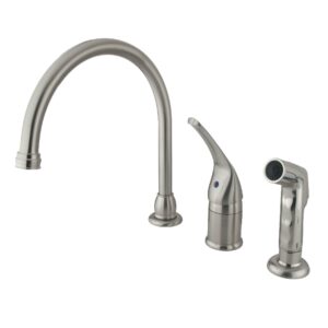 kingston brass chatham deck mount widespread kitchen faucet with side sprayer brushed nickel brushed