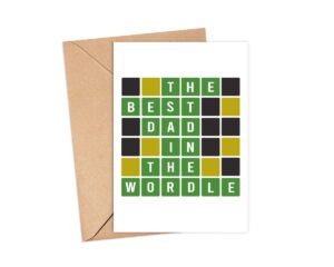 moltdesigns wordle for dad card - the best dad in the wordle - dad gift wordle - wordle themed fathers day card - wordle lover card - word game - birthday dad card - fathers day idea gift