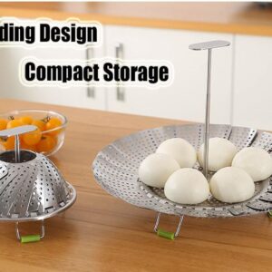 Vegetable Steamer Basket for Cooking Food Veggie Broccoli Meat Steamer Pot Cooker Expandable Steel Steamer (6.3"-10.3")