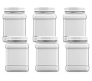 mountain west company 64 fl oz square clear jar with pinch handle, 6 count, pantry organization & storage, plastic container with lid