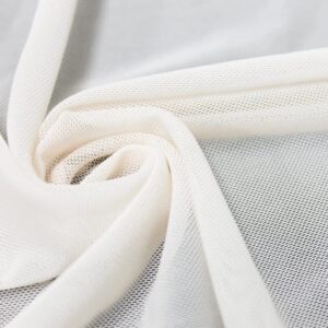 texco inc solid power mesh stretch knit athletic wear apparel, diy fabric, off white 3 yards