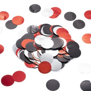 red black silver table confetti party decorations metallic circle dot confetti, 1.2 inch, 300pcs