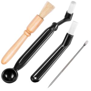 4 pieces coffee machine cleaning set include wooden coffee grinder brush coffee machine group head cleaning brush