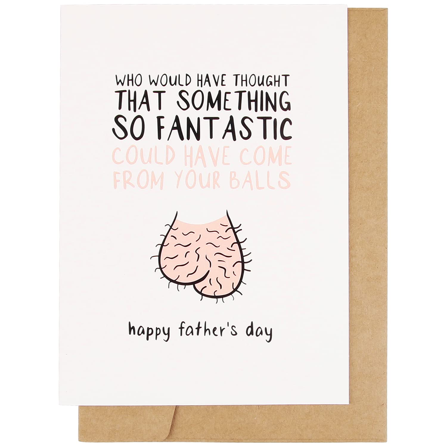 CJ&M Funny Birthday Day Card for Dad, Humor Five Star Review Card from Son Daughter (BALLS)