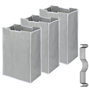 3 bag laundry sorter replacement bags, augot large hamper cart removable replacement bags with 6pcs carry handle, laundry organizer storage replacement bags 21“h×15“l×9”w （no hangers ）