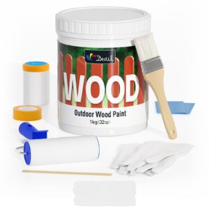 dwil wood paint, white paint for wood, no sanding& fast dry outdoor paint for wood, water based& low odor furniture paint for door paint, cabinet paint, perfect for indoor/exterior white, 50-60sq.ft