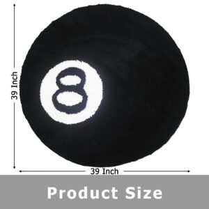 Luxixiry 8 Ball Round Rug, Cute Soft Tufted Area Circle Rug for Bedroom Children's Room Playroom Living Room Non-Slip Fluffy Decor Carpet, Black, 39" Round