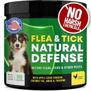 flea and tick for dogs chewable pills - no harsh chemicals - 100 chicken flavored treats - guardian's choice pets brand - tasty chews dogs love - flea pills for dogs