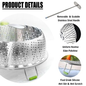 Vegetable Steamer Basket for Cooking Food Veggie Broccoli Meat Steamer Pot Cooker Expandable Steel Steamer (6.3"-10.3")