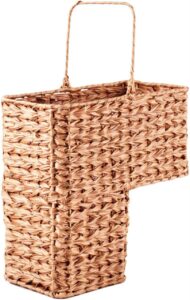 pemar wicker stair step basket, hand woven multi storey house staircase basket bin, felt storage basket for stairsteps, shoe organising, laundry gathering, toy storage organiser