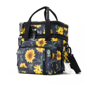 mov compra lunch bag for women men double deck lunch box,expandable large lunch bags,leakproof lunch box cooler bag (sunflower)