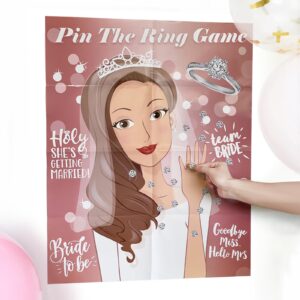 PIN THE STICKER GAME Bridal Shower Bachelorette Party Games, Pin the Ring on the Bride, Bridal Shower Wedding Engagement Shower Games 56 Guests