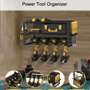 Wall Mount Power Tool Organizer and Charging Station - 6 AC Outlets, 3 Layers for Drills, Great as Heavy Duty Garage Tool Rack