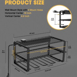 Wall Mount Power Tool Organizer and Charging Station - 6 AC Outlets, 3 Layers for Drills, Great as Heavy Duty Garage Tool Rack