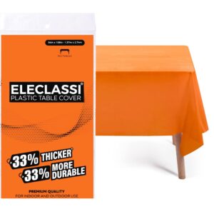 eleclassi orange 12 pack premium plastic table cloth disposable tablecloth 54 x 108 inch - plastic tablecloths for rectangle tables up to 8 feet - halloween tablecloth plastic