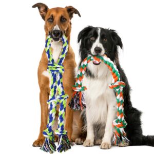 loncoldy dog toys for aggressive chewers 2 pack indestructible dog rope toy, tug of war rope, dog toys for large dogs, dog chew toys teeth cleaning, tough dog rope toys for medium large dogs