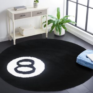 luxixiry 8 ball round rug, cute soft tufted area circle rug for bedroom children's room playroom living room non-slip fluffy decor carpet, black, 39" round