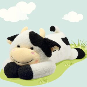 easfan 36’’ lying cow stuffed animal large hugging cow plush pillow toy soft cute cattle doll home decoration christmas birthday gifts for kids adults boys girls