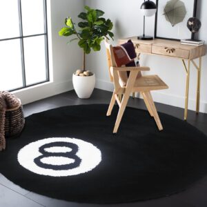 Luxixiry 8 Ball Round Rug, Cute Soft Tufted Area Circle Rug for Bedroom Children's Room Playroom Living Room Non-Slip Fluffy Decor Carpet, Black, 39" Round