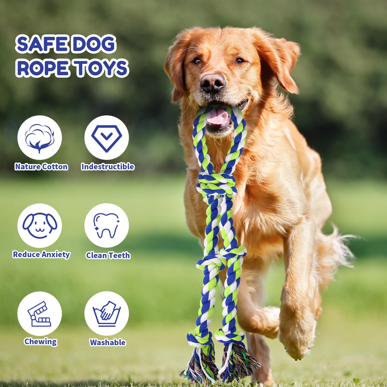 loncoldy Dog Toys for Aggressive Chewers 2 Pack Indestructible Dog Rope Toy, Tug of War Rope, Dog Toys for Large Dogs, Dog Chew Toys Teeth Cleaning, Tough Dog Rope Toys for Medium Large Dogs