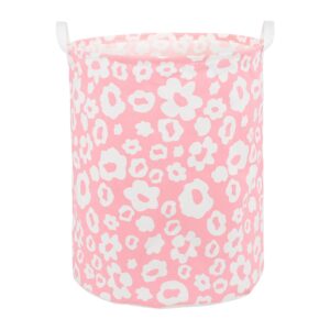 foldable baby laundry basket hamper for nursery girl kids clothes laundry hamper basket portable tall collapsible cute laundry basket organizer, nursery storage basket with handles (pink flowers)