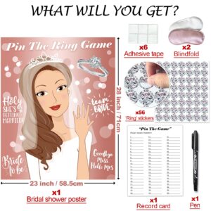 PIN THE STICKER GAME Bridal Shower Bachelorette Party Games, Pin the Ring on the Bride, Bridal Shower Wedding Engagement Shower Games 56 Guests