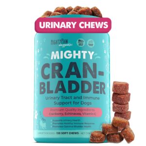 mighty paw waggables cran-bladder (made in the usa) | cranberry supplement for dogs, cranberry chews for urinary tract health. kidney, & bladder support. antioxidant immune health (120 count)