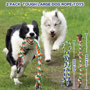 loncoldy Dog Toys for Aggressive Chewers 2 Pack Indestructible Dog Rope Toy, Tug of War Rope, Dog Toys for Large Dogs, Dog Chew Toys Teeth Cleaning, Tough Dog Rope Toys for Medium Large Dogs