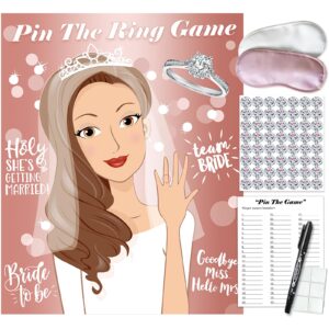 pin the sticker game bridal shower bachelorette party games, pin the ring on the bride, bridal shower wedding engagement shower games 56 guests