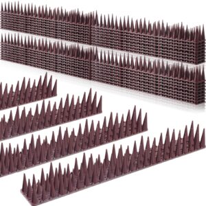 geetery 40 pack bird spikes, bird spikes for outside squirrel pigeon spikes bird spikes for cat animal outside plastic fence spikes for garden wall railing roof (brown)