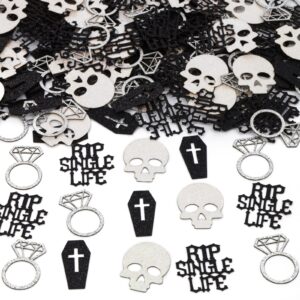 gothic bachelorette party decorations, rip single life confetti glitter for table skull coffin paper scatter for bridal shower engagement wedding party supplies