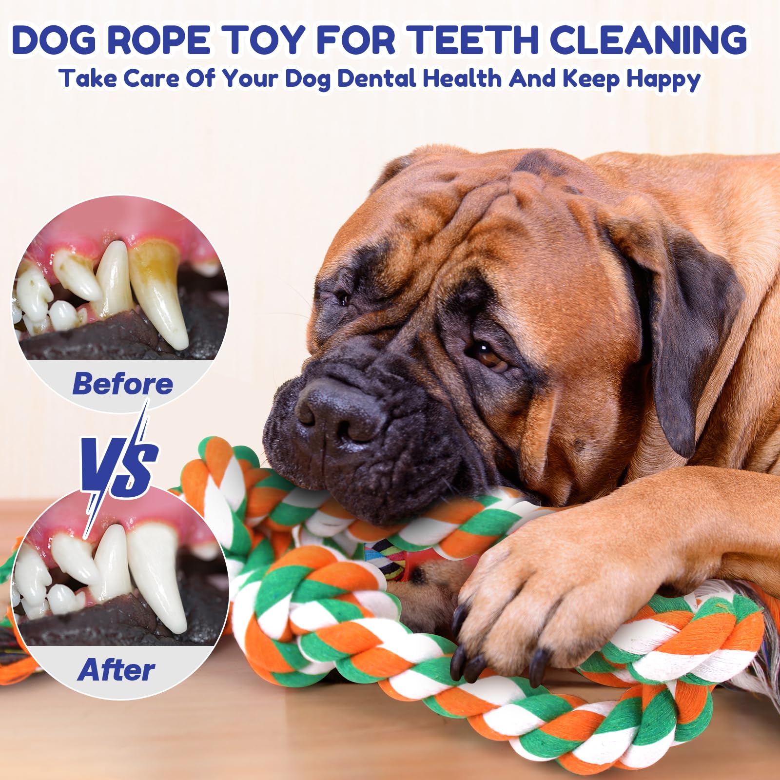 loncoldy Dog Toys for Aggressive Chewers 2 Pack Indestructible Dog Rope Toy, Tug of War Rope, Dog Toys for Large Dogs, Dog Chew Toys Teeth Cleaning, Tough Dog Rope Toys for Medium Large Dogs