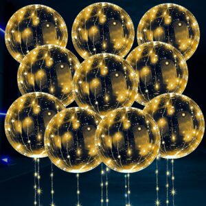 led balloons light up balloons for party - 10pcs helium balloons decorations balloons clear balloons with string light - decor bubble balloons glow in the dark party supplies lighted balloons