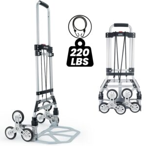 rjtek 【upgraded version】 stair climber hand truck and dolly, 220 lb capacity stair climbing cart heavy-duty trolley cart heavy-duty luggage cart stair dolly lightweight with telescoping handle