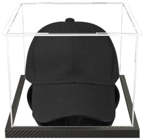 clear hat display case acrylic baseball cap holder stand transparent hat storage box dustproof square uv protection cabinet with carbon fiber skin base and removable mirror base