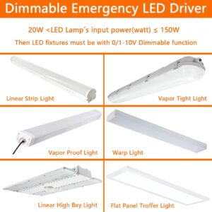 20W LED Emergency Backup Driver 100-347V AC 175V DC Rechargeable UL Listed Emergency LED Driver Backup Battery, Emergency Time Over 90 Minutes Suit for LED troffer, Linear Light, Panel Light (1-Pack)