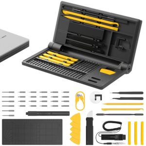 hoto electric precision screwdriver set, 48 in 1 electronics tool kit, magnetic bits & box, led light & 2 torque settings, mini screwdriver set for eyeglasses, watches, phones, laptops, cameras repair