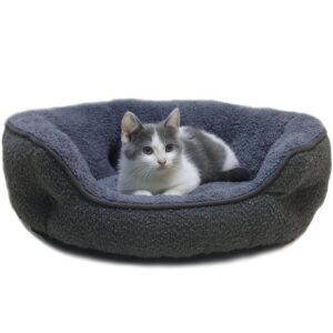 small dog bed for small dogs, cat beds for indoor cats, cute round dog bed, washable dog bed with anti-slip & water-resistant bottom, super soft pet bed, luxury durable puppy bed kitten bed, gray