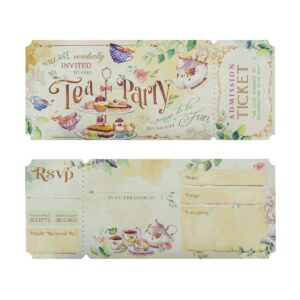 summer-ray 24 sets garden tea party invitation with envelope holder birthday invitation princess tea party social event invitation