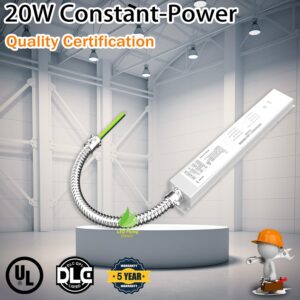 20W LED Emergency Backup Driver 100-347V AC 175V DC Rechargeable UL Listed Emergency LED Driver Backup Battery, Emergency Time Over 90 Minutes Suit for LED troffer, Linear Light, Panel Light (1-Pack)