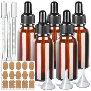 teenitor eye dropper bottles with funnels & plastic transfer pipettes & labels, 30ml glass tincture bottles, glass dropper bottles, amber dropper bottles for essential oil