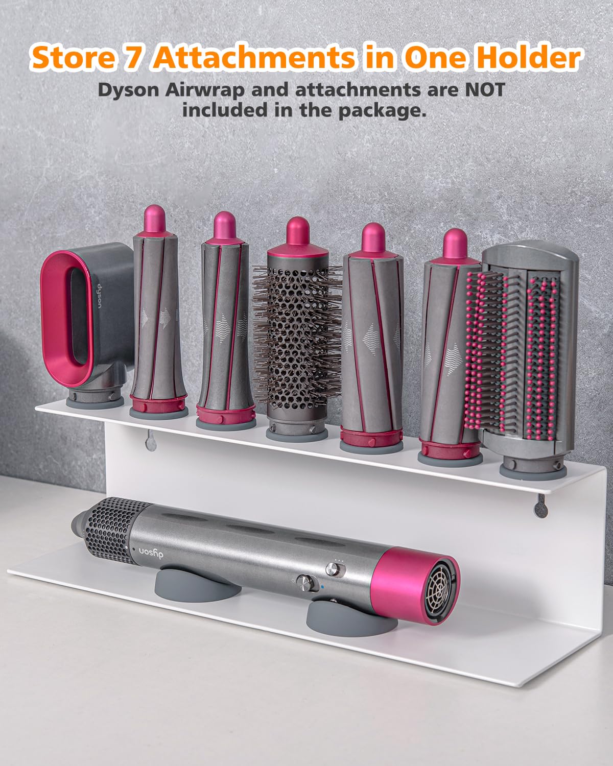 chorten nyima Storage Holder for Dyson Airwrap, 8-Holes Countertop Dyson Airwrap Organizer Wall Mount for Dyson Airwrap Attachments White, Dyson Airwrap Holder