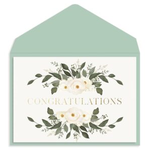 graphique congrats laurels wedding card | congratulations greeting card for newlyweds | couple, bride, groom | glitter and gold foil accents | color-coordinated envelope | 5" x 7"