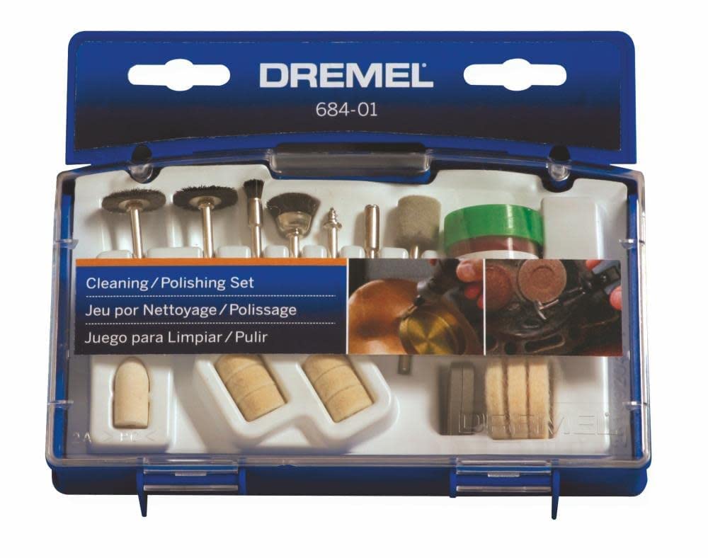 Dremel 684-01 20-Piece Cleaning & Polishing Rotary Tool Accessory Kit with Case - Includes Buffing Wheels, Polishing Bits, and Polishing Compound